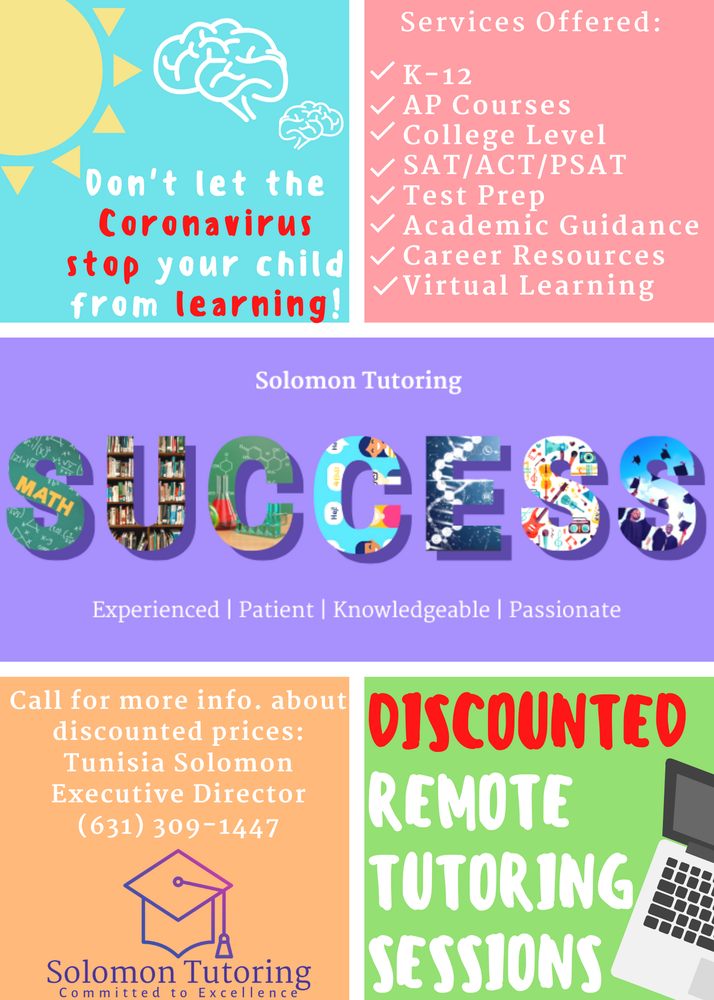 SOLOMON TUTORING - Updated July 2025 - Amityville, New York - Private Tutors - Phone Number - Yelp