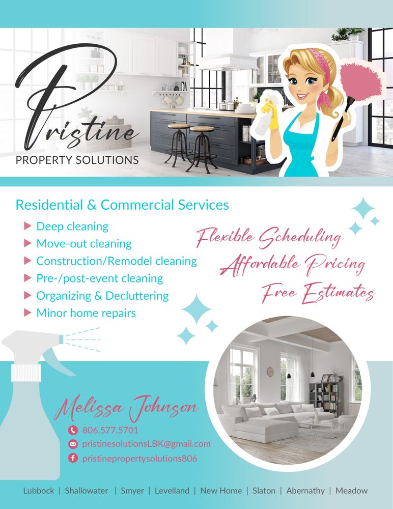 PRISTINE PROPERTY SOLUTIONS - Request a Quote - Shallowater, Texas - Home Cleaning - Phone ...
