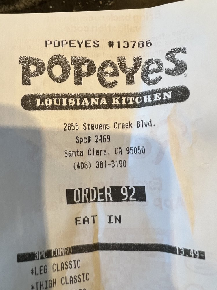 Fast Food - POPEYES - 2855 Stevens Creek Blvd, Santa Clara, California - Restaurant Reviews ...