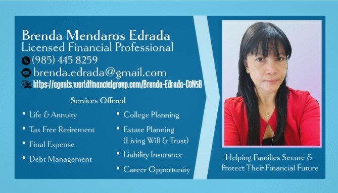 BRENDA EDRADA - WORLD FINANCIAL GROUP - Updated September 2025 ...