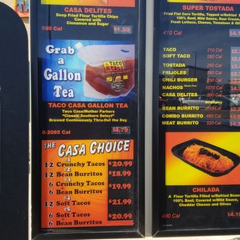 Taco casa menu prices store