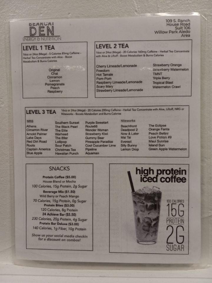 BEARCAT DEN ENERGY AND NUTRITION - Updated August 2025 - 109 S Ranch ...