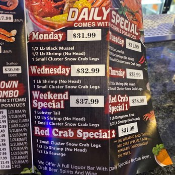 Red crab menu store