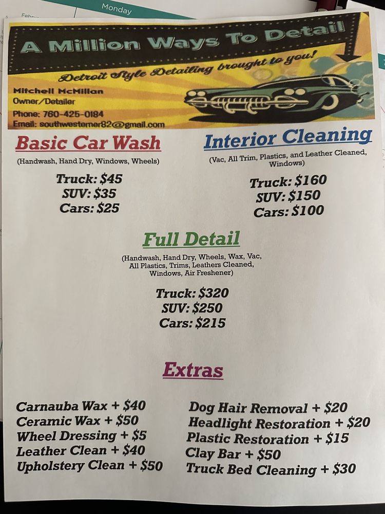 A MILLION WAYS TO DETAIL - Updated September 2024 - Las Vegas, Nevada - Auto Detailing - Phone ...