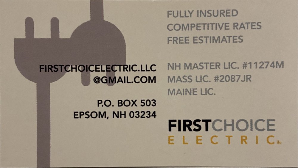 FIRST CHOICE ELECTRIC - Updated July 2024 - Epsom, New Hampshire ...
