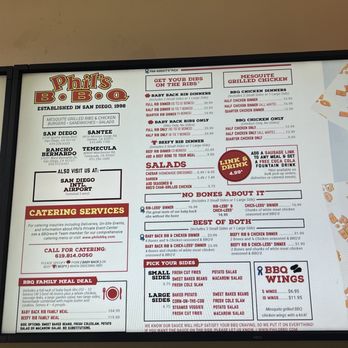 Phil's bbq menu store