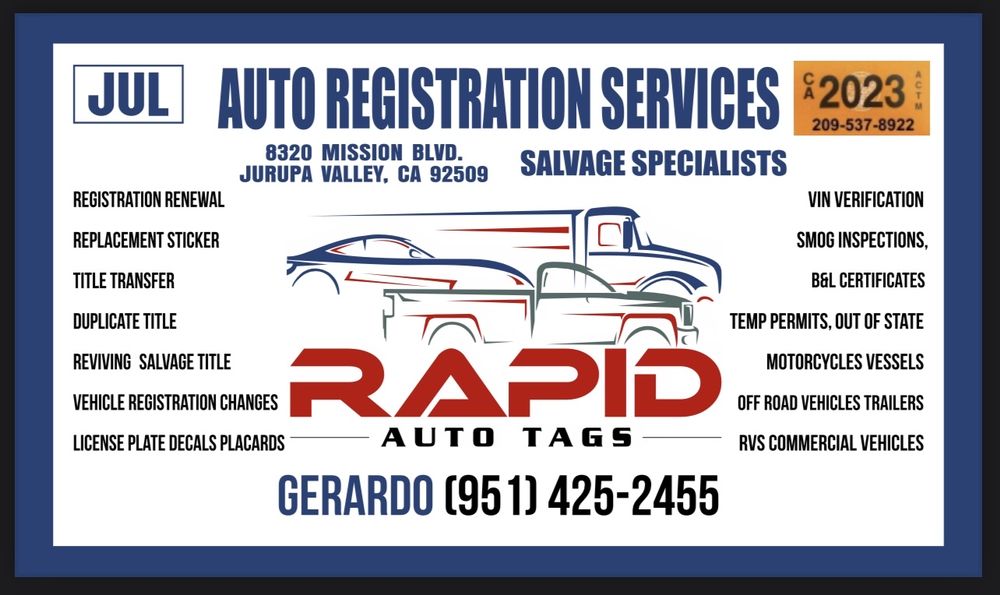 RAPID AUTO TAGS - Updated August 2025 - 8320 Mission Blvd, Jurupa ...