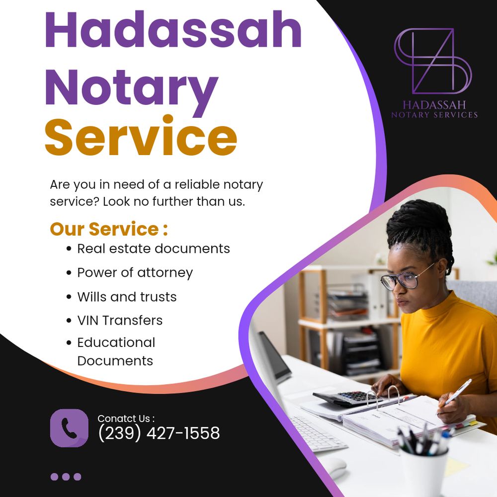 HADASSAH NOTARY SERVICES - Request a Quote - Fort Myers, Florida ...