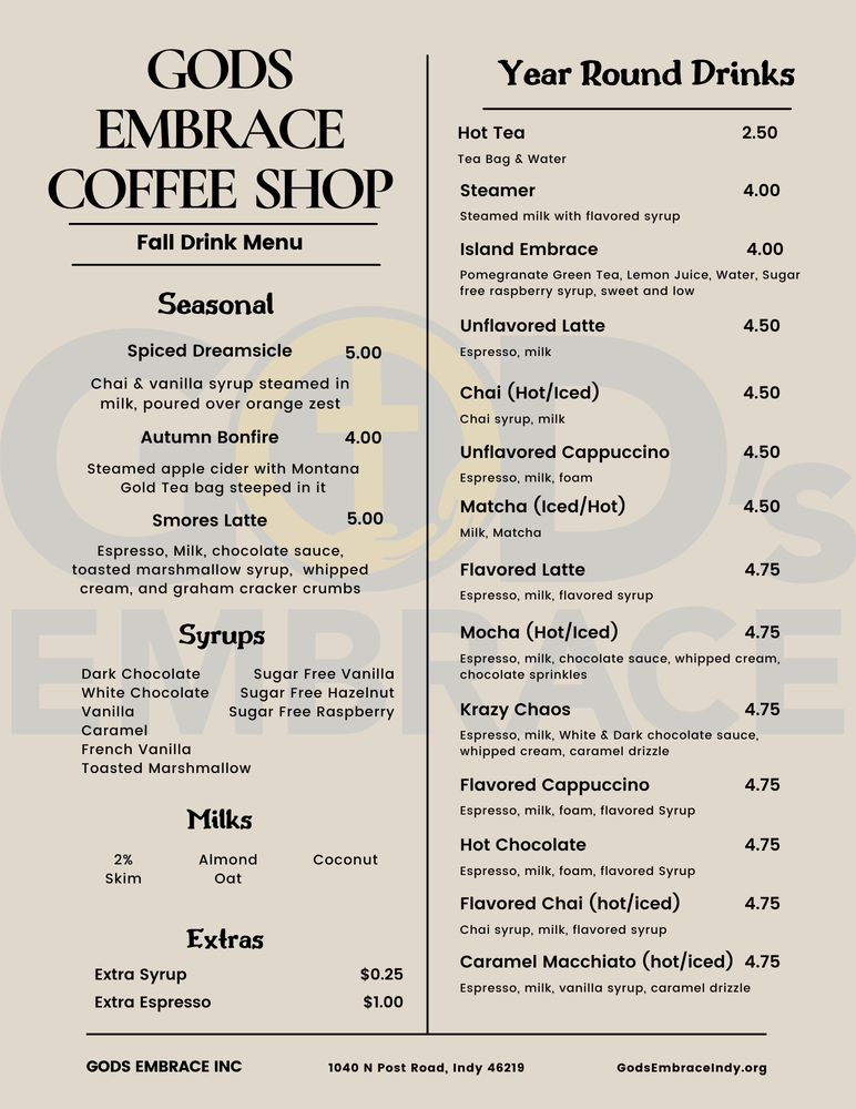 GOD’S EMBRACE COFFEE SHOP - Updated September 2025 - 1040 N Post Rd ...