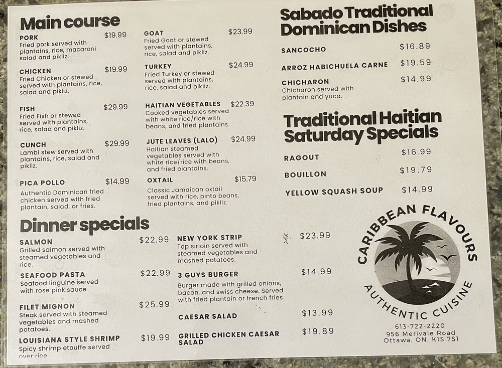 CARIBBEAN FLAVOURS - Updated April 2025 - 956 Merivale Road, Ottawa ...