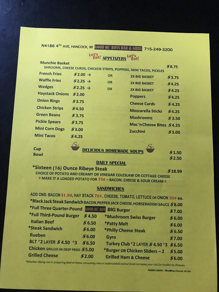 GOOD OL’ BOYS - Updated December 2025 - N4183 4th Ave, Hancock ...