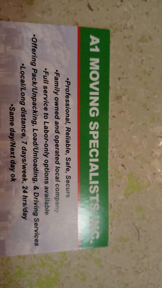 A1 MOVING SPECIALISTS - Updated October 2025 - 314 S 700th E, Salt Lake City, Utah - Movers ...