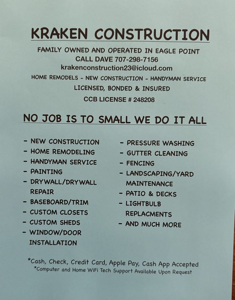 KRAKEN CONSTRUCTION - Updated October 2025 - Request a Quote - Eagle ...