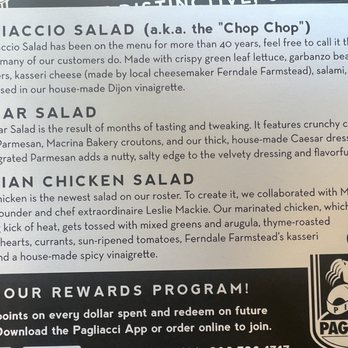 Pagliacci pizza menu store