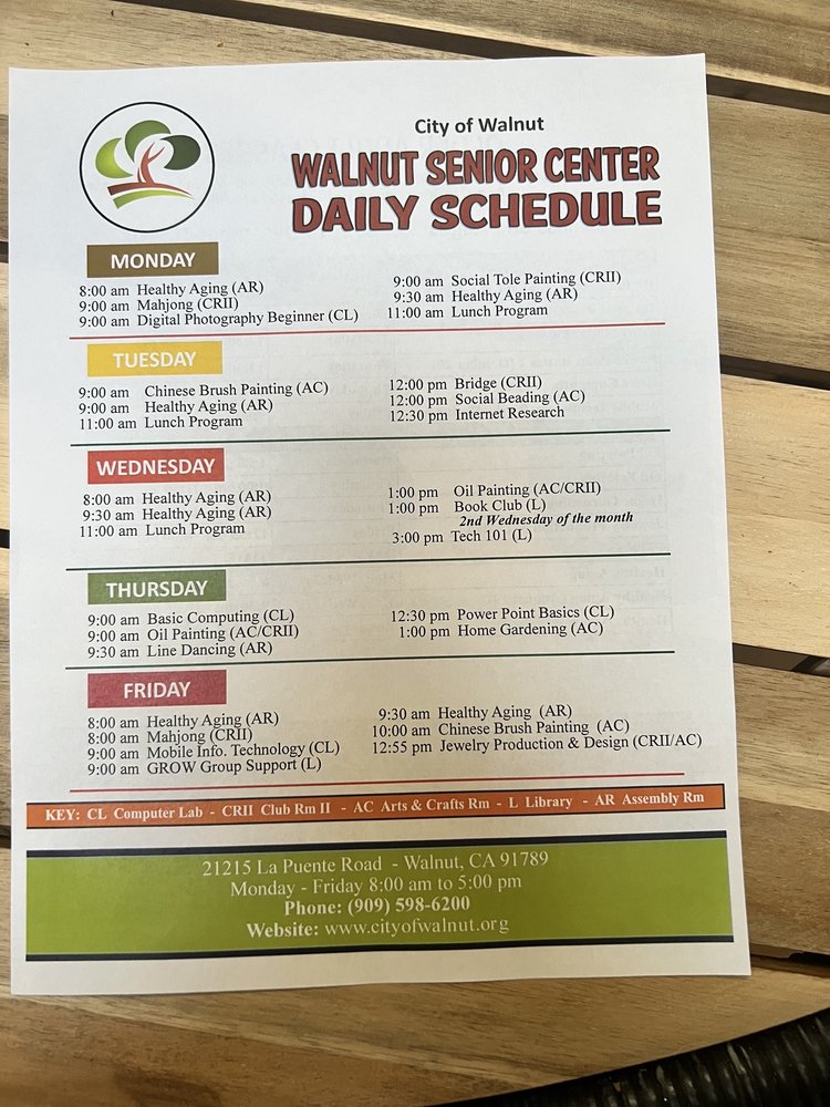 CITY OF WALNUT SENIOR CENTER - Updated December 2025 - 21215 La Puente ...