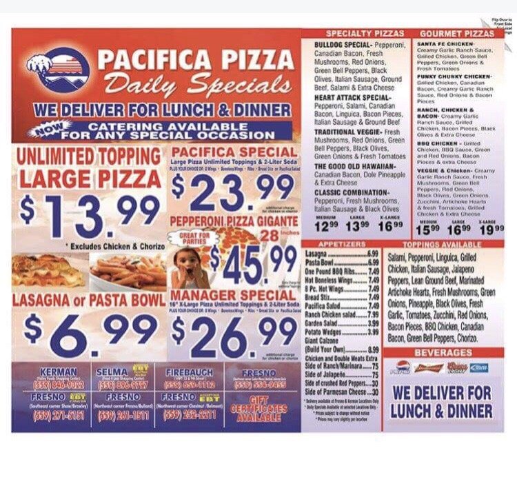 PACIFICA PIZZA - Updated July 2025 - 19 Reviews - 525 N Chestnut Ave, Fresno, California ...