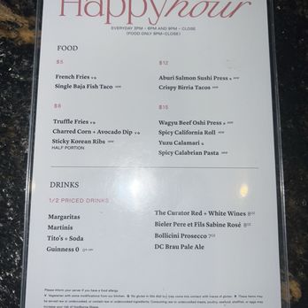 Earls happy hour menu store