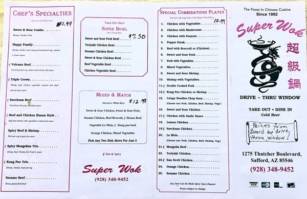 SUPER WOK - Updated October 2024 - 21 Reviews - 1275 W Thatcher Blvd ...