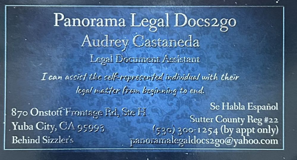 PANORAMA LEGAL DOCS2GO - Updated July 2025 - Request Consultation - 870 W Onstott Rd, Yuba City ...