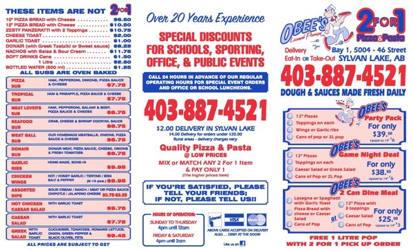 OBEE’S 2 FOR 1 PIZZA & PASTA - Updated August 2024 - 13 Reviews - 1 ...