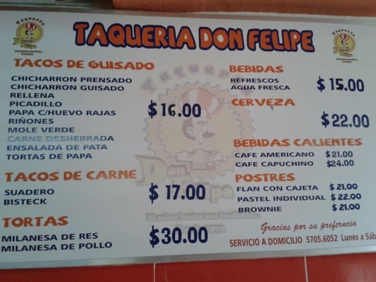 TAQUERIA DON FELIPE - Río Amoy 15, México, D.F., Mexico - Mexican ...