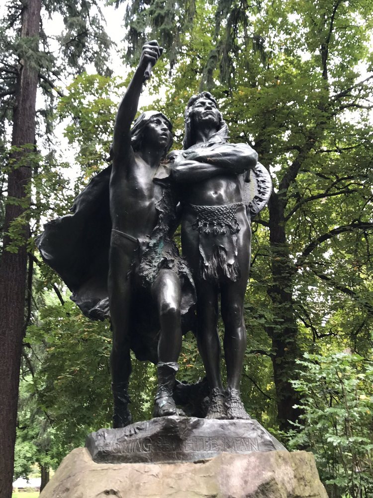 COMING OF THE WHITE MAN STATUE - SW Washington Way, Portland, Oregon ...