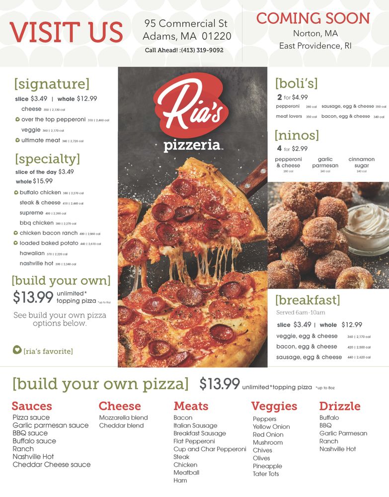 RIA’S PIZZERIA - Updated October 2025 - 95 Commercial St, Adams, Massachusetts - Pizza ...