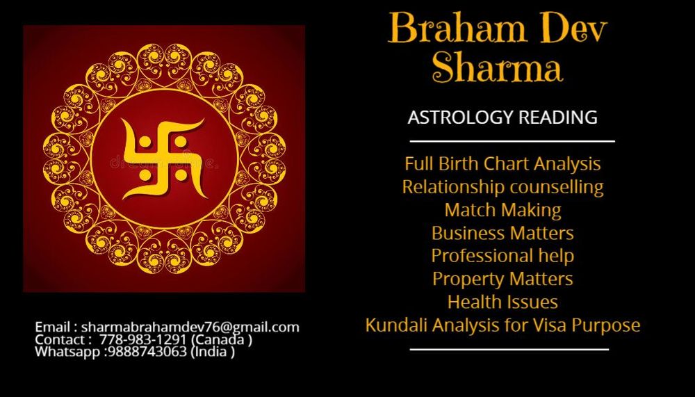 BRAHAM DEV SHARMA - Updated October 2024 - Prince George, British Columbia - Astrologers - Phone ...