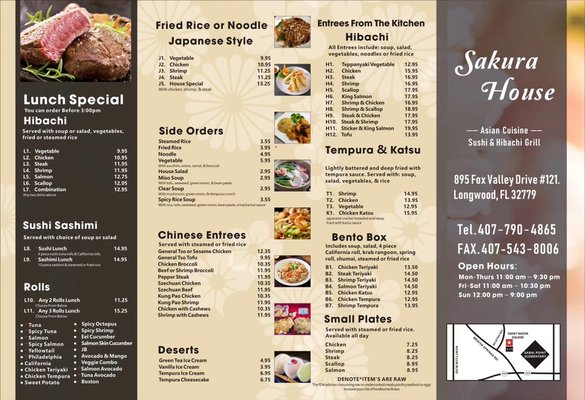 SAKURA HOUSE ASIAN CUISINE - 895 Fox Valley Dr, Longwood, FL - Yelp