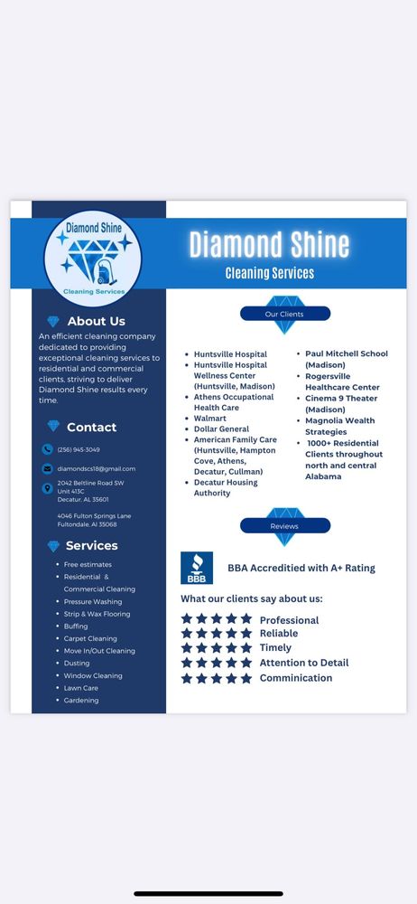 DIAMOND SHINE CLEANING SERVICES - Updated April 2024 - Request a Quote ...
