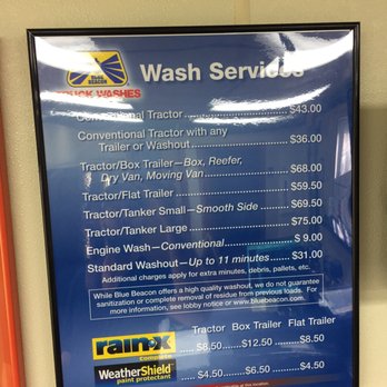 Blue Beacon Truck Wash Prices
