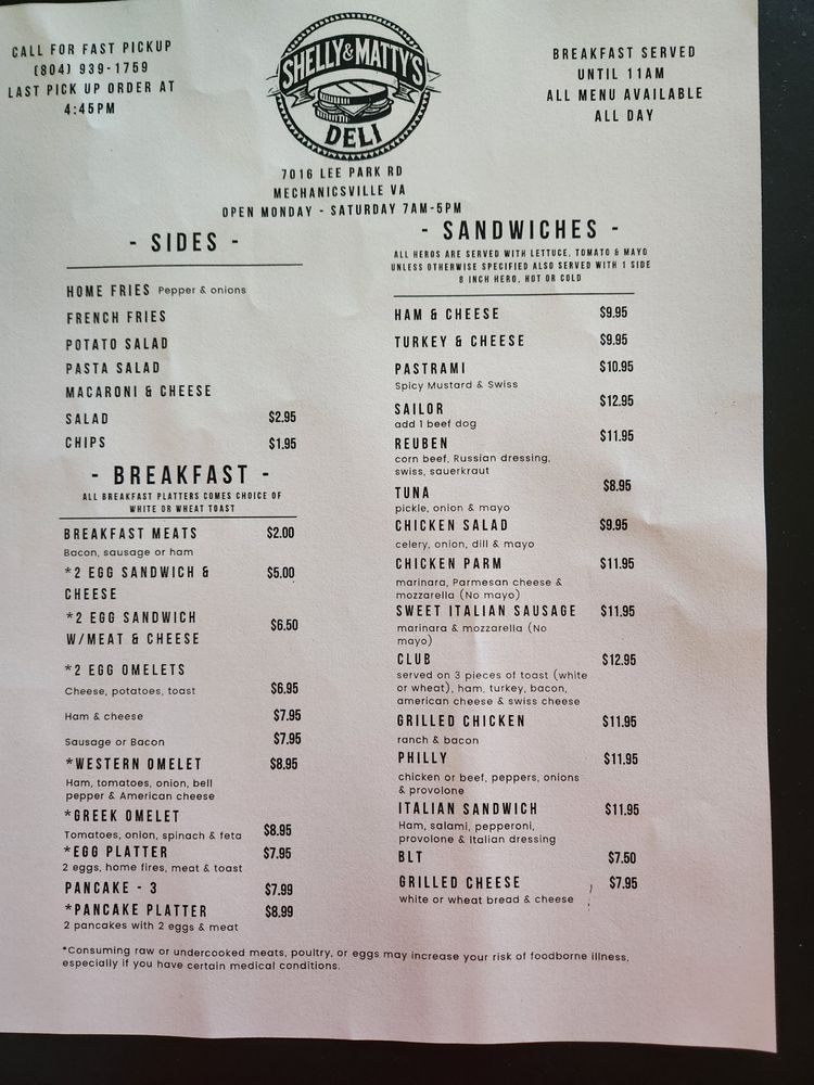 SHELLY & MATTY’S DELI RESTURAUNT - Updated December 2025 - 7016 Lee ...