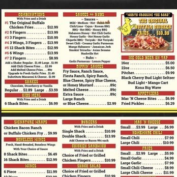 The chicken shack menu store