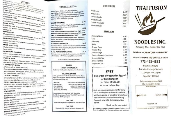 THAI FUSION NOODLES - 4477 W Lawrence Ave, Chicago, Illinois - Thai ...