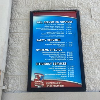 Valvoline oil change prices store