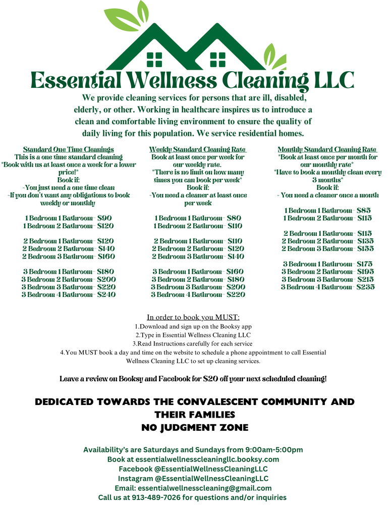 ESSENTIAL WELLNESS CLEANING - Updated September 2024 - Request a Quote ...
