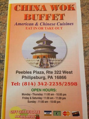 CHINA WOK - Updated December 2025 - 1027 N Front St, Philipsburg ...