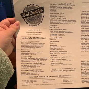 Bad daddy's menu store