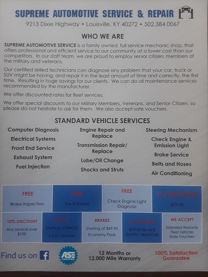 SUPREME AUTOMOTIVE SERVICE & REPAIR - Updated October 2025 - 24 Reviews ...