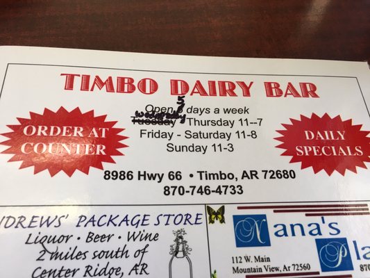 TIMBO DAIRY BAR - Updated December 2025 - 6986 Hwy 66, Timbo, Arkansas ...