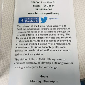 HUTTO PUBLIC LIBRARY - Updated October 2025 - 50 Photos - 500 W Live ...