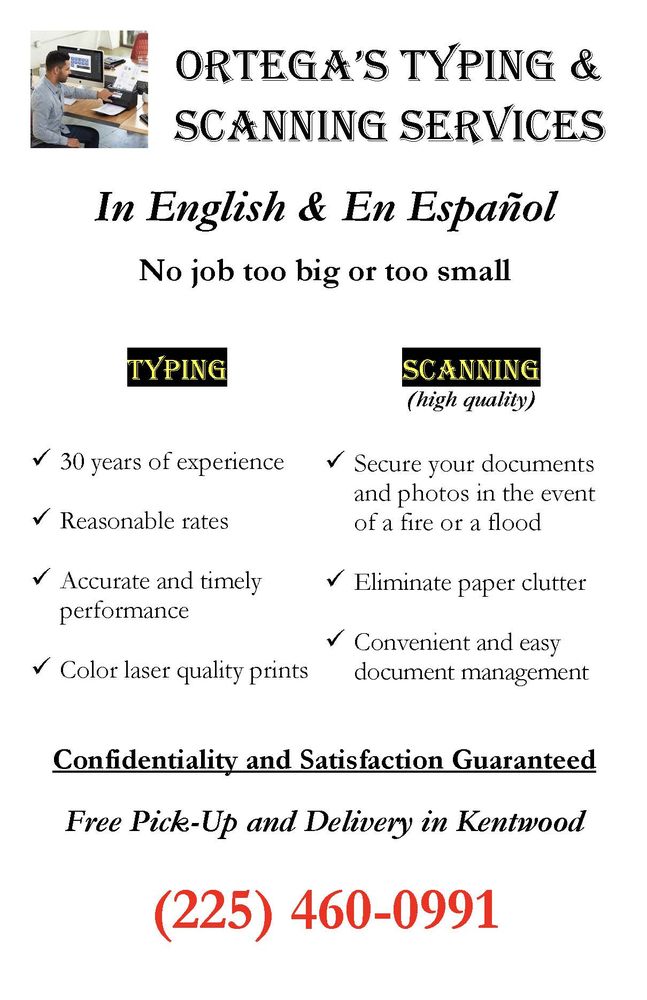 ORTEGA’S TYPING & SCANNING SERVICES - Request a Quote - Kentwood, Louisiana - Digitizing ...