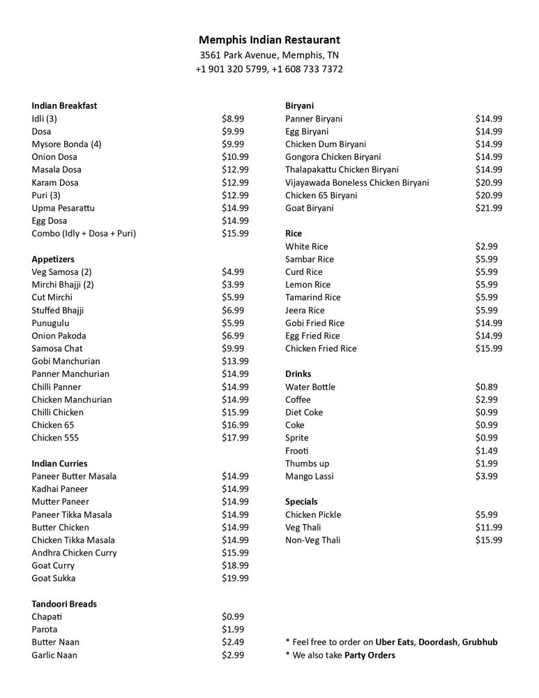 MEMPHIS INDIAN RESTAURANT - Updated July 2025 - 3561 Park Ave, Memphis ...