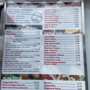 Taco loco menu store