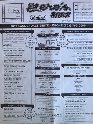 ZERO’S SUBS - RICHMOND - Updated December 2025 - 41 Reviews - 3073 ...