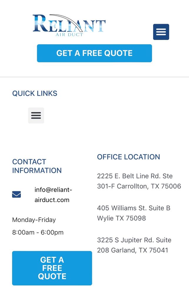 RELIANT AIR DUCT - 405 Williams St, Wylie, Texas - Air Duct Cleaning ...