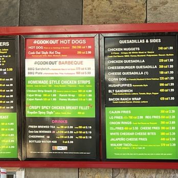 Cookout prices store