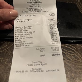 PYLOS - Greek Restaurant at 128 E 7th St, New York, New York - 1015 ...