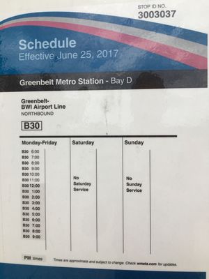 METRO BUS B30 GREENBELT-BWI AIRPORT LINE - Updated November 2025 - 33 ...