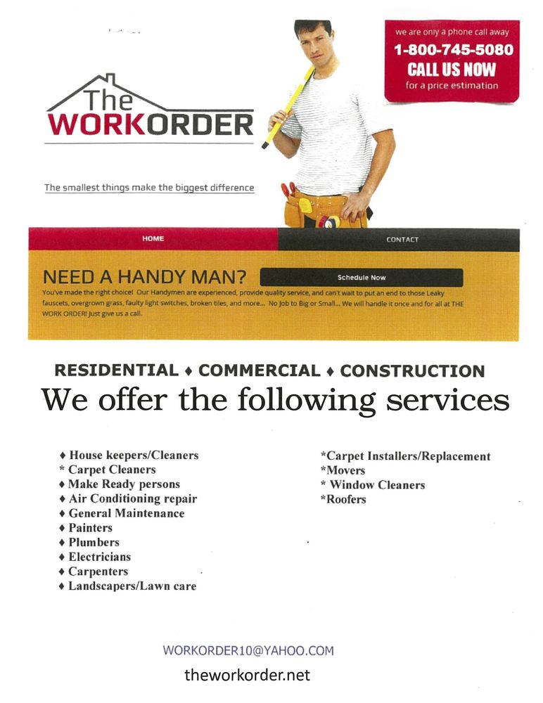 THE WORK ORDER - Updated July 2025 - Dallas, Texas - Handyman - Phone ...